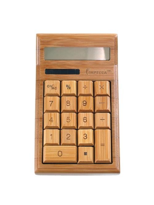 12-Digit Bamboo Custom Carved Desktop Calculator - Natural Bamboo