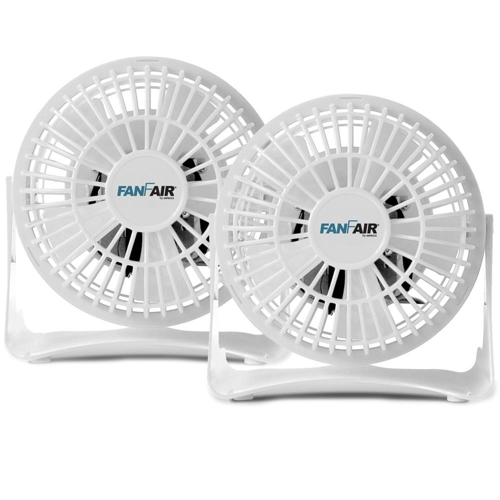 4-inch Personal Desk Fan (White) x2