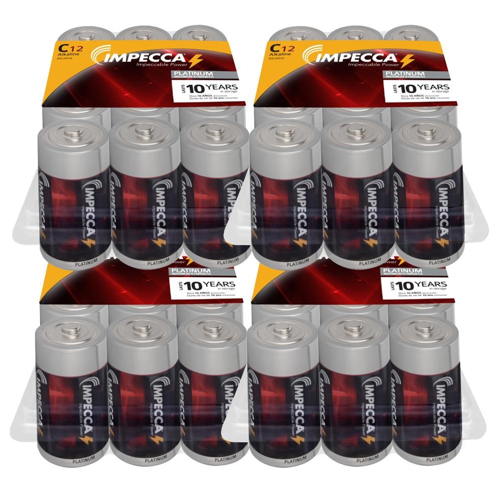 C Alkaline Batteries 48-Pack,1.5V Platinum Series, High Performance ...